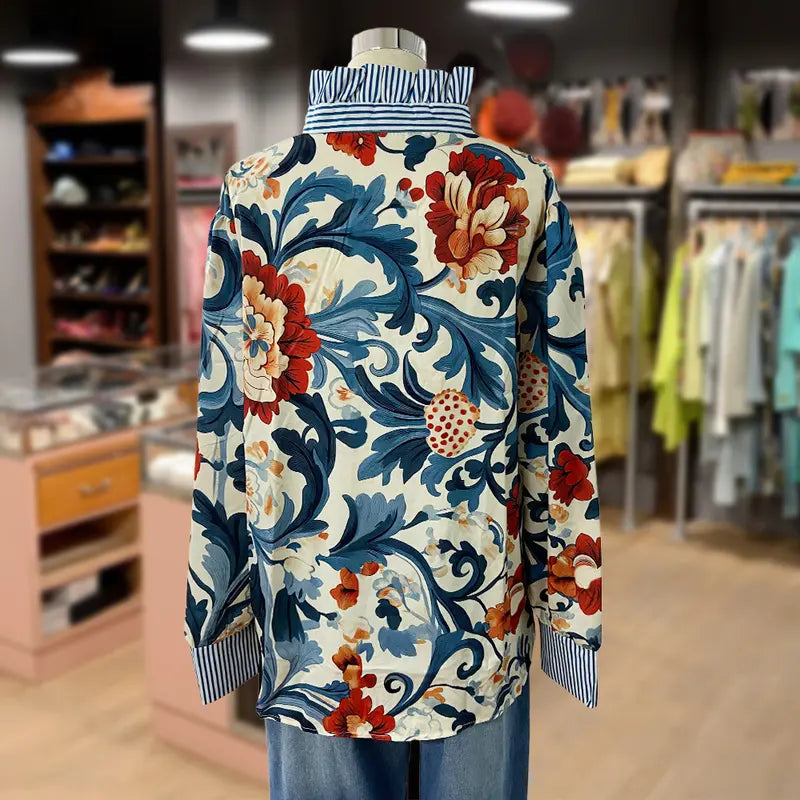 SERENITY™ - Elegant Vintage Floral Printed Blouse – Maxwell London